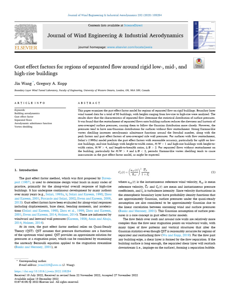 2023 Gust Effect Factors For Regions of Separated Flow Around Rigid Low ...
