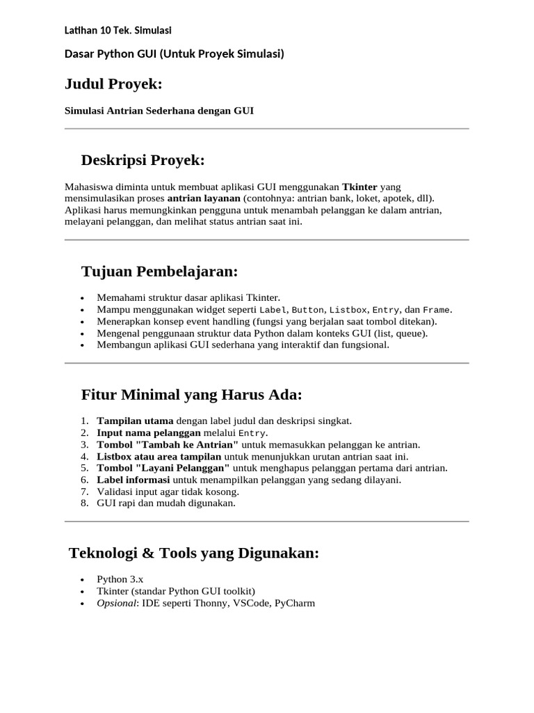 Latihan 10 Tek Simulasi | PDF