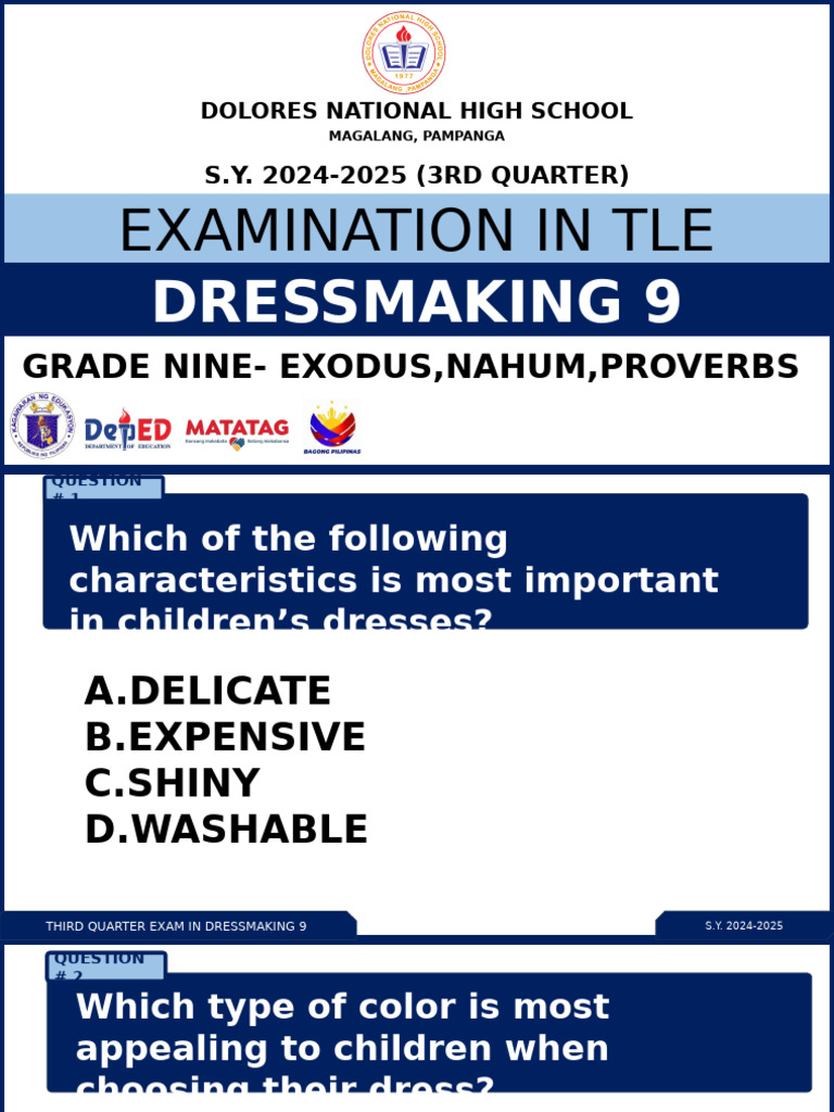 Grade 9 Dressmaking Exam Questions | PDF | Human Appearance | Fashion