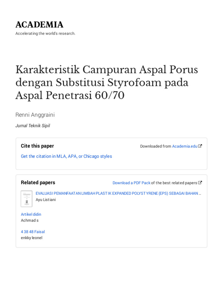 Karakteristik Aspal Porus dengan Styrofoam | PDF