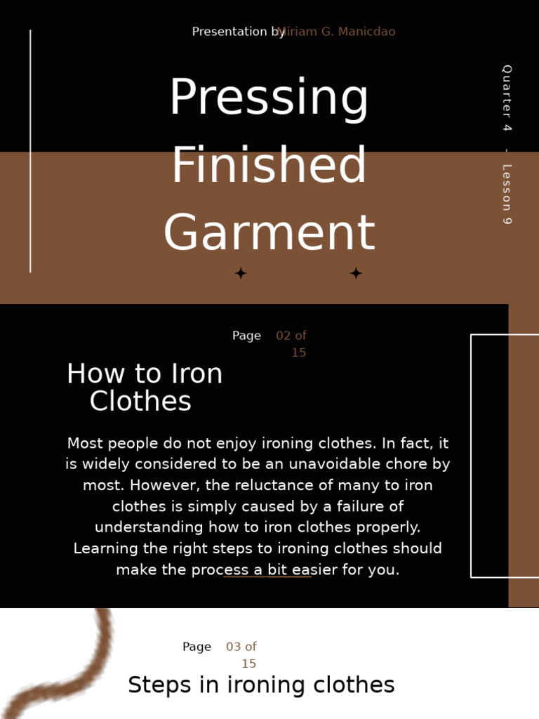 Q4 L9 Pressing Finished Garment | PDF | Shirt | Clothing
