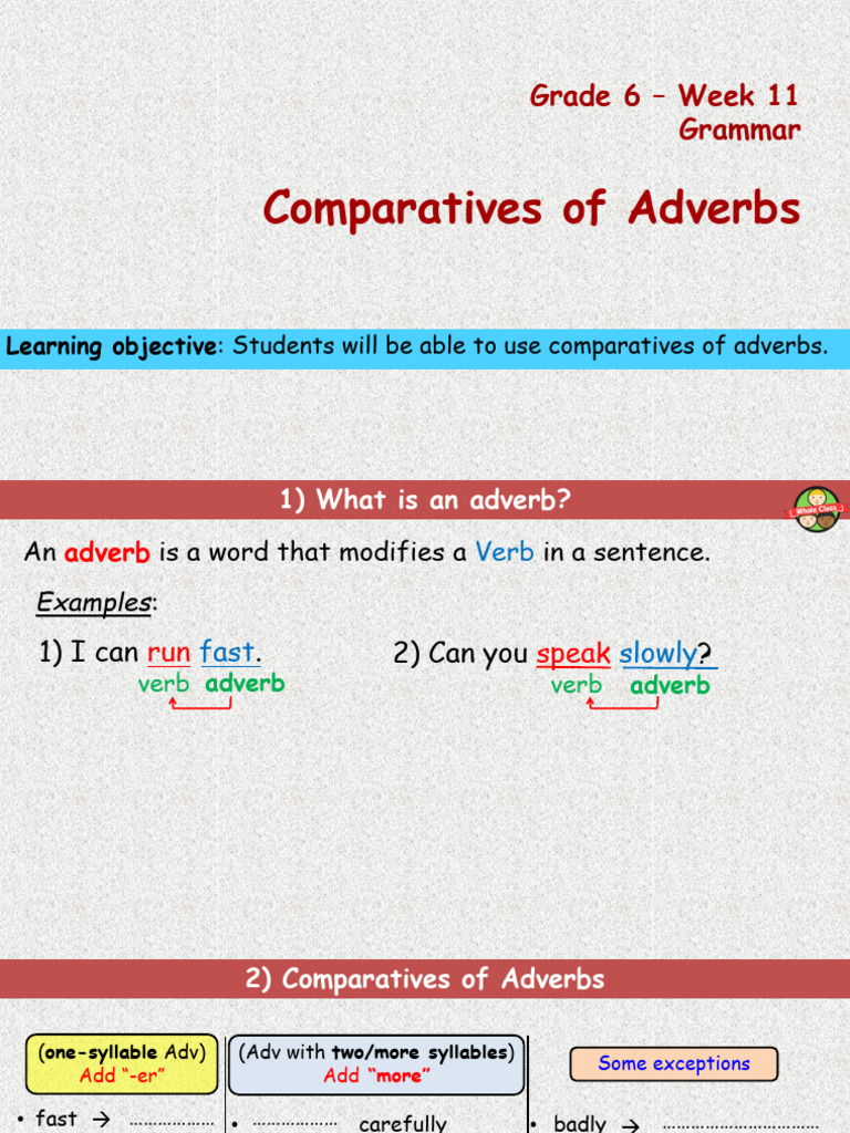 Comparatives of Adverbs | PDF | Adverb | Linguistic Typology