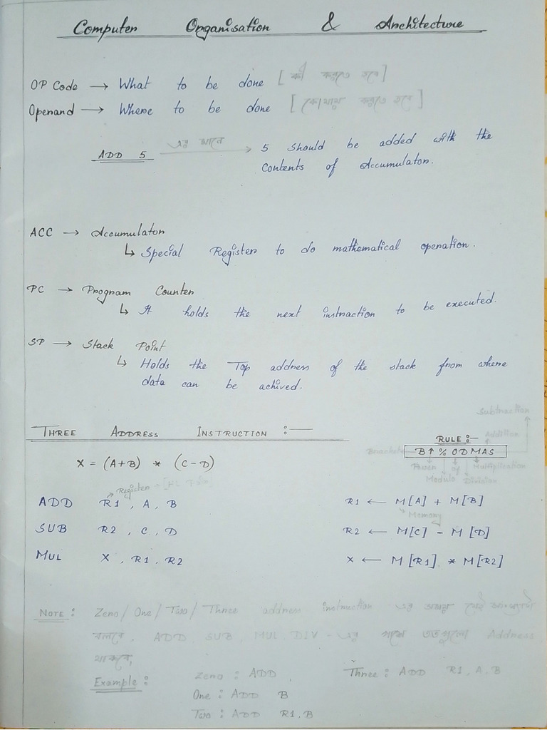Computer Architecture Note Pdf