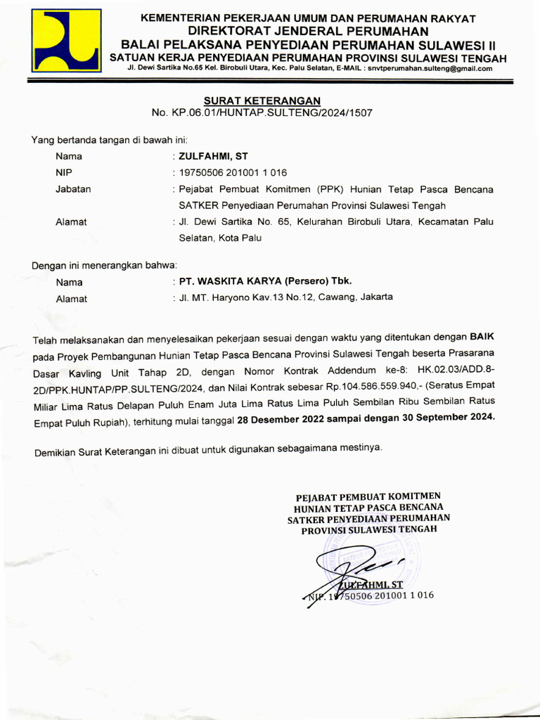 Paklaring Huntap | PDF