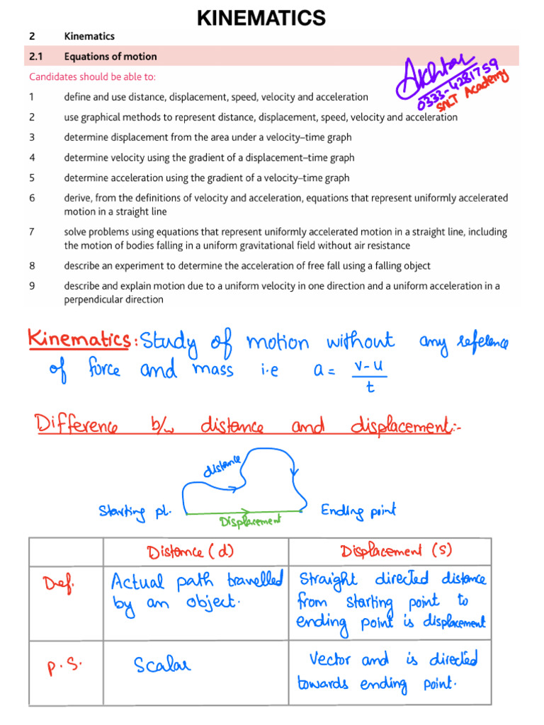 Kinematics As 24 | PDF | Acceleration | Velocity
