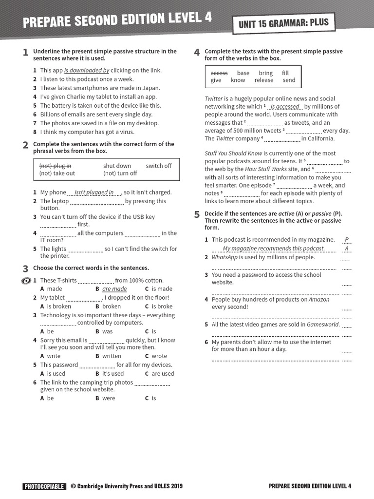 PREPARE 4 Grammar Plus Unit 15 | PDF | Mobile App | Podcast