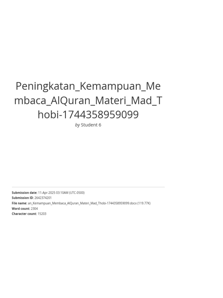 Peningkatan Kemampuan Membaca AlQuran Materi Mad Thobi-1744358959099 | PDF