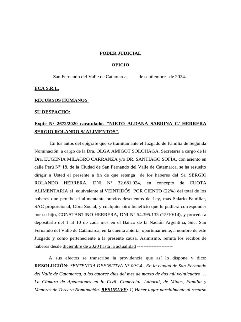 Oficio Eca SRL NUEVO - Docx OFIV | PDF