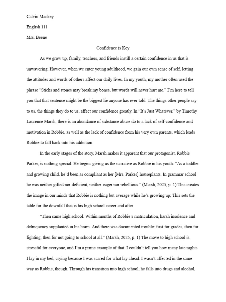 Calvin Mackey - Literary Analysis Essay Drafting - 2260391 | PDF ...