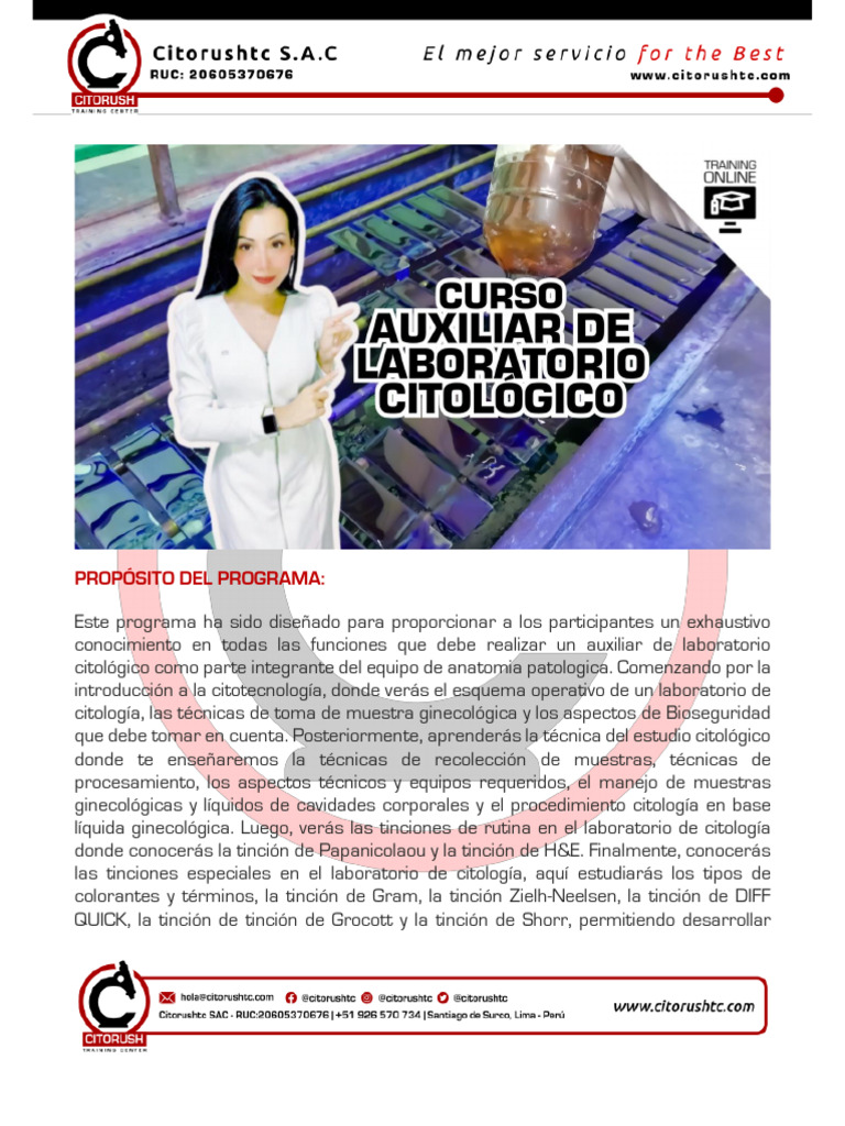 Brochure Aux Lab Citologico | PDF | Laboratorios