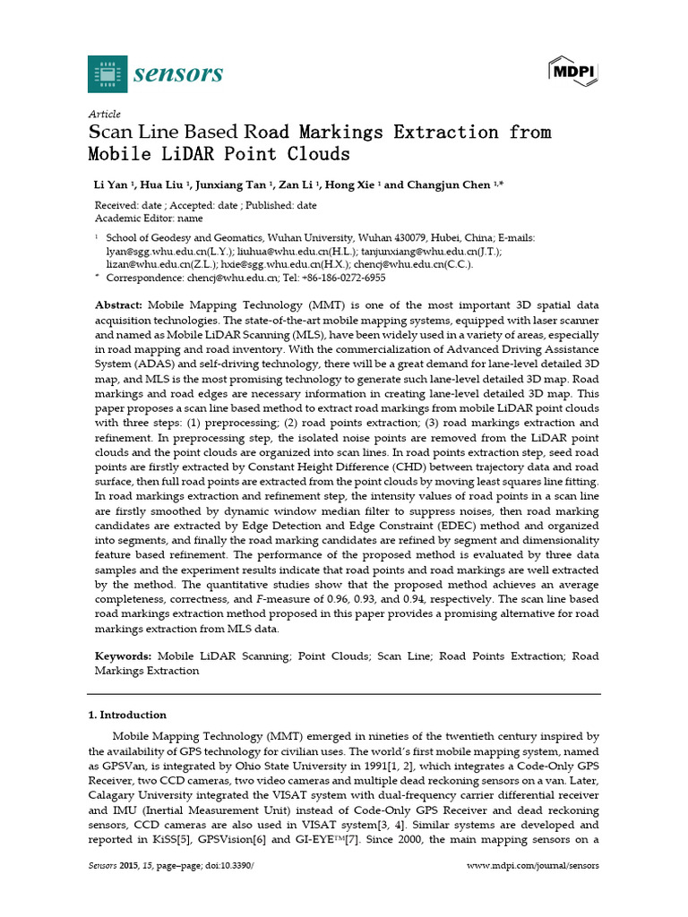 Road Markings Extraction from LiDAR Data | PDF | Lidar | Image Scanner