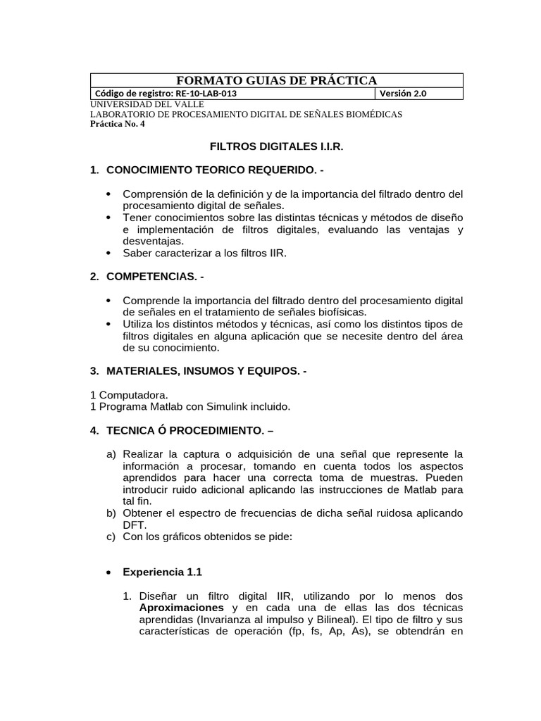 Práctica de Filtros Digitales IIR en Matlab | PDF | Informática ...