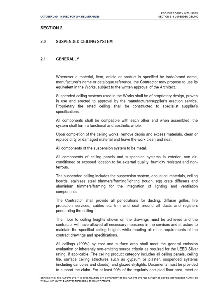 Suspended Ceiling Specifications for EDGNEX | PDF | Ceiling | Building ...