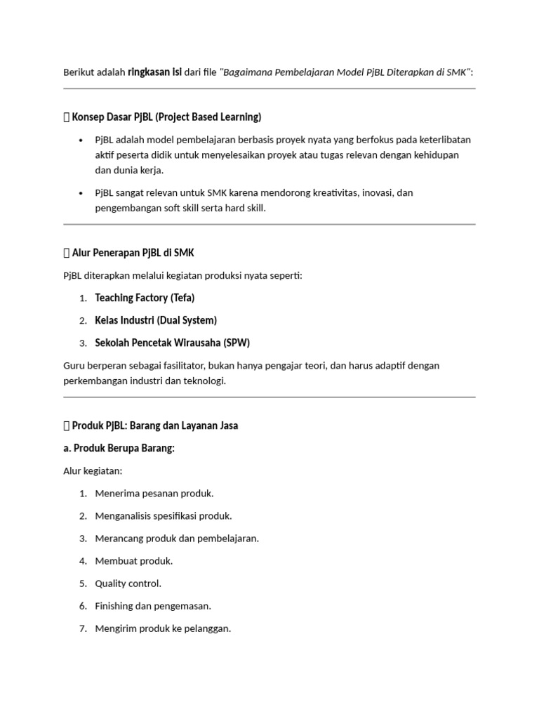 Penerapan Penerapan PJBL Ringkasan Isi Dari File | PDF