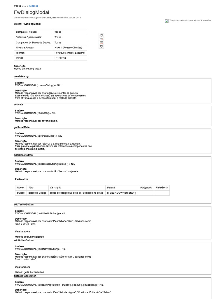 FwDialogModal - Frameworksp - TDN | PDF | Janela (informática) | Informática