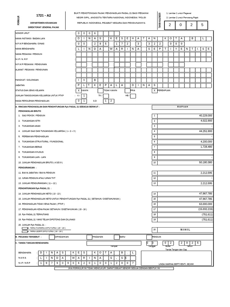 Contoh SPT Pajak A2 | PDF
