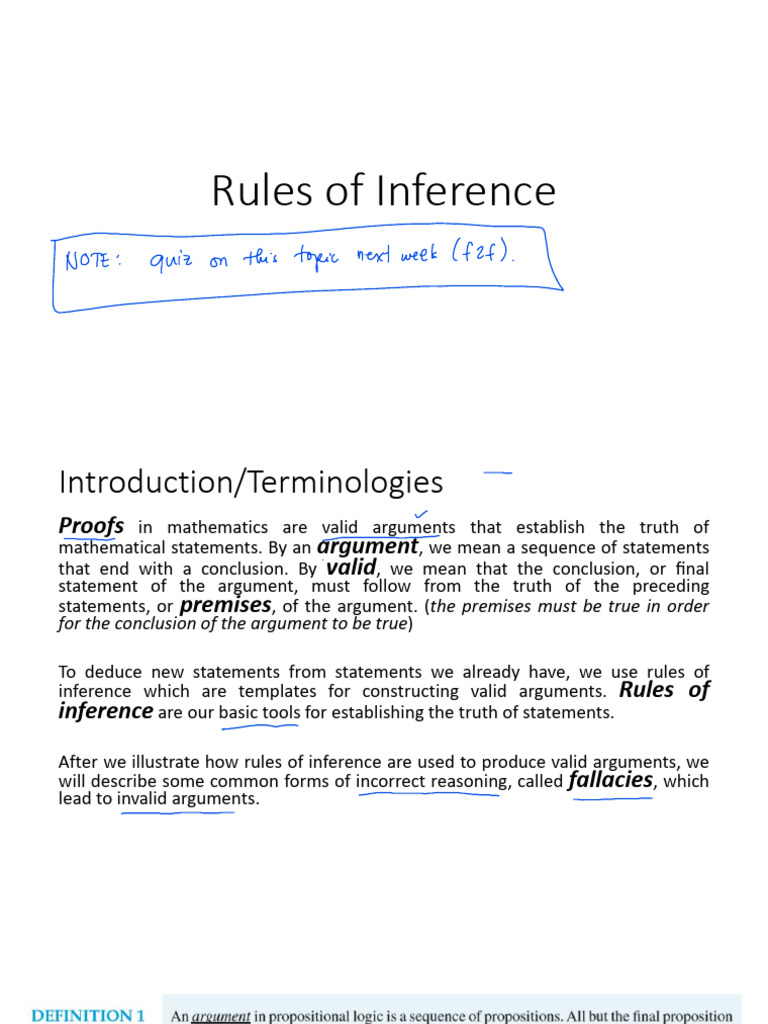 Rules of Inference For IT 1R4 | PDF | Argument | Mathematical Logic