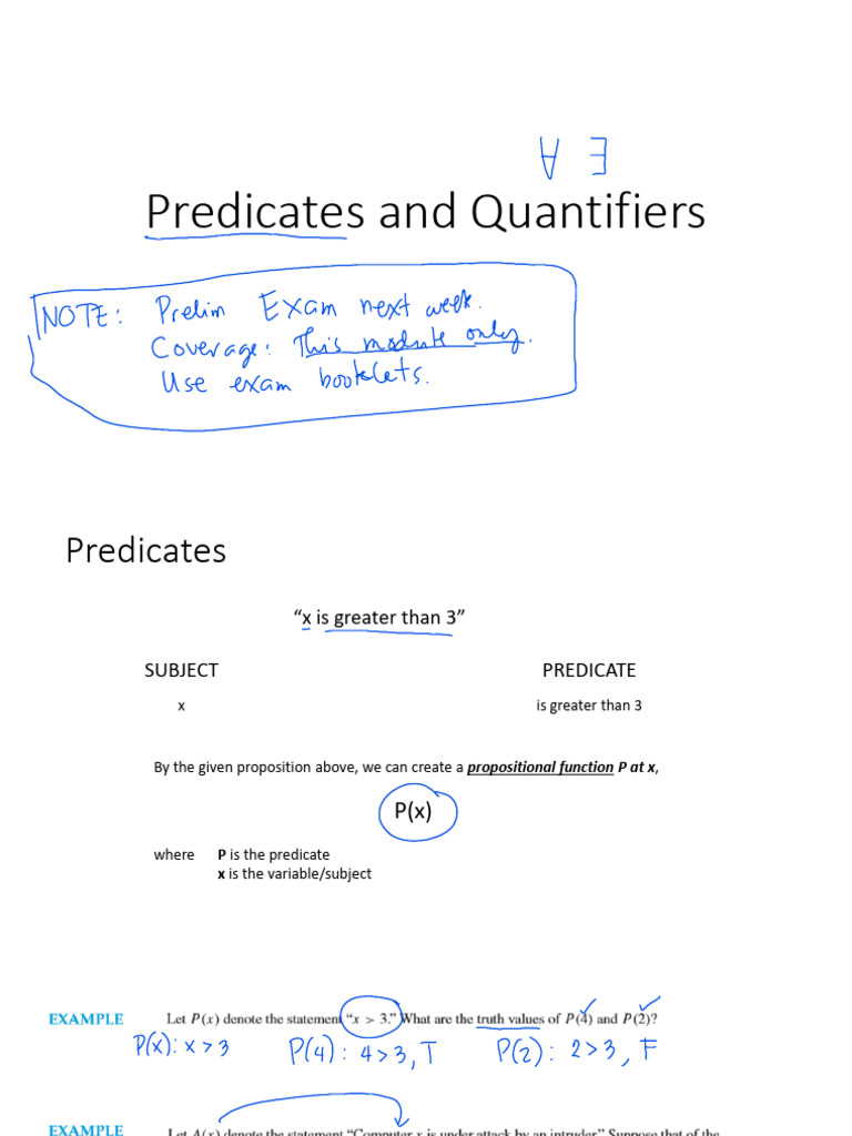 Predicates and Quantifiers For IT 1R4 | PDF | Syntax (Logic) | Mathematics