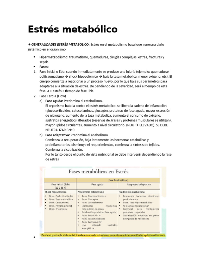 Estrés Metabólico y Nutrición Clínica | PDF | Cáncer | Metabolismo