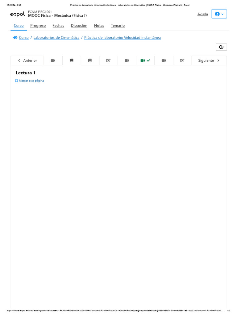 Práctica de Laboratorio - Velocidad Instantánea - Laboratorios de Cinemática - MOOC Física ...