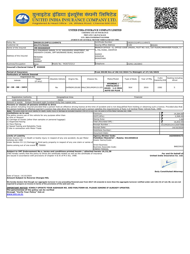 Private Car Insurance Certificate GJ-08 | PDF | Insurance | Underwriting