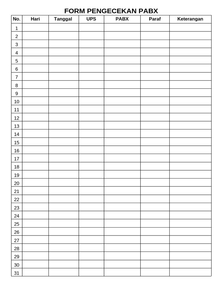Form Pengecekan PABX | PDF