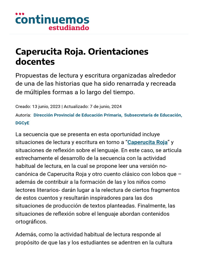Propuestas Didácticas Caperucita Roja | PDF | Caperucita Roja | Cuentos