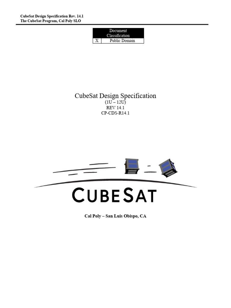 CubeSat Design Specification - Cal Poly | PDF | Space Debris | Switch