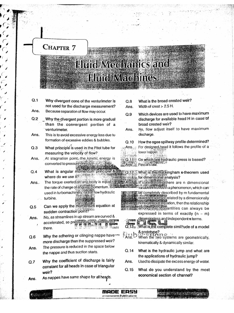 MadeEasy Fluid Mechanics Interview Question | PDF