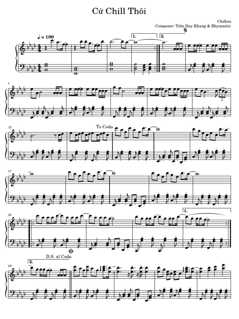 Cứ Chill Thôi - Chillies (Piano Sheet) | PDF