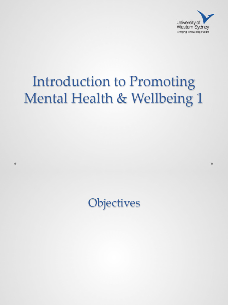 Introduction To Promoting Mental Health & Wellbeing 1 | PDF | Mental ...