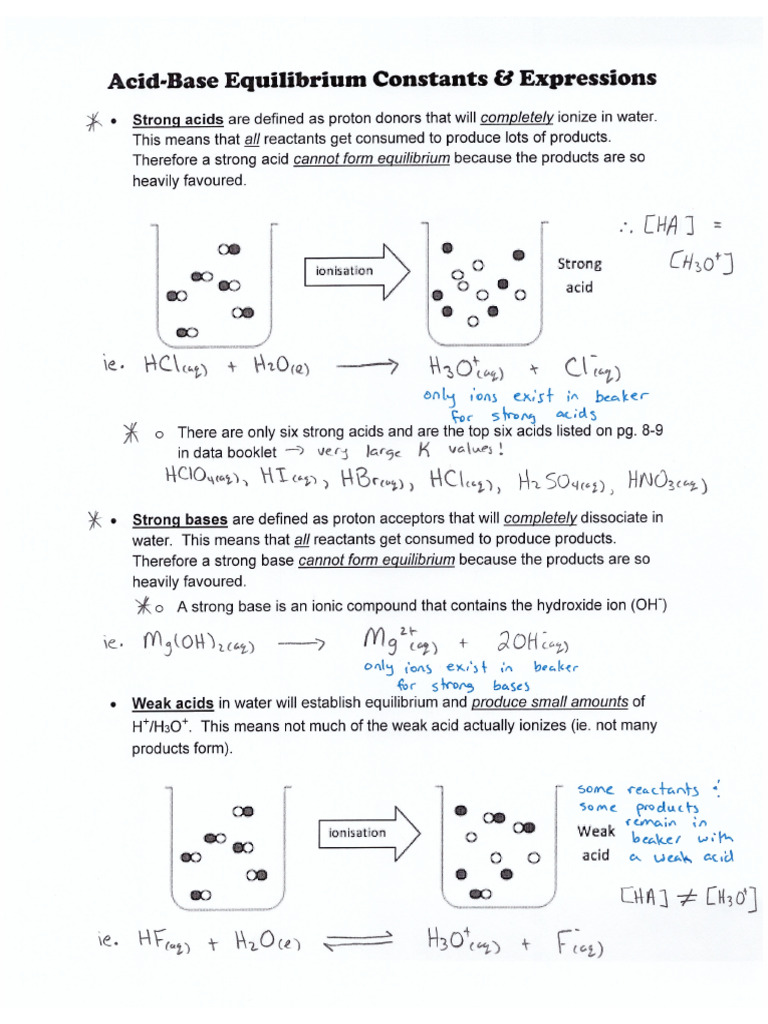 Acid-Base - Equilibrium - Constants - Expressions WS With Answers | PDF