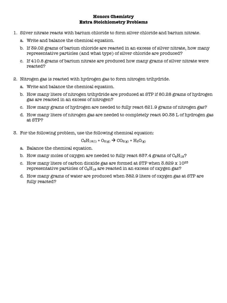 Extra Practice - Stoichiometry | PDF