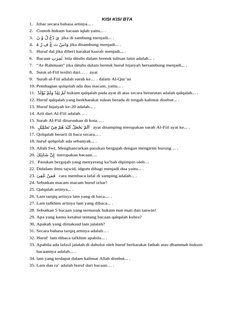 Kisi Kisi Bta | PDF