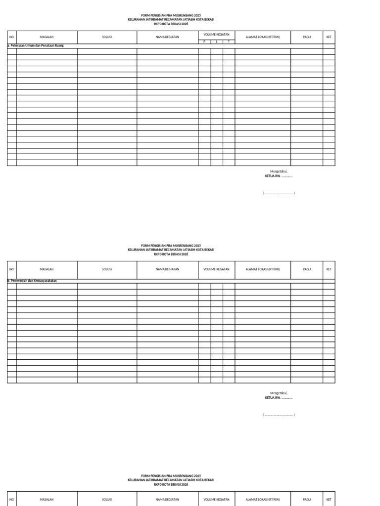 Form Usulan Pra Musrenbang RKPD 2026 | PDF