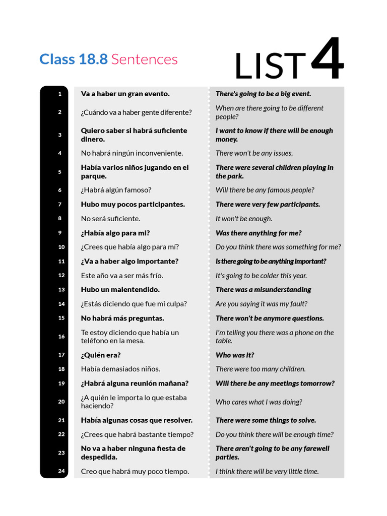 Class 18.8 Sentences | PDF