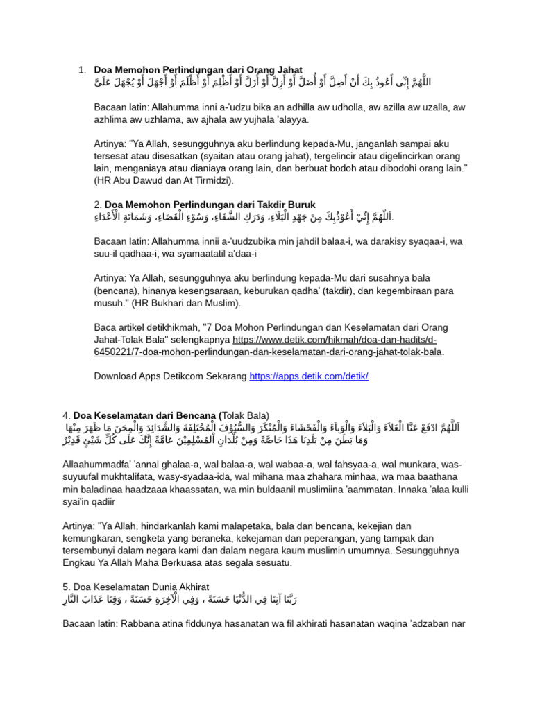 Doa Memohon Perlindungan Dari Orang Jahat | PDF