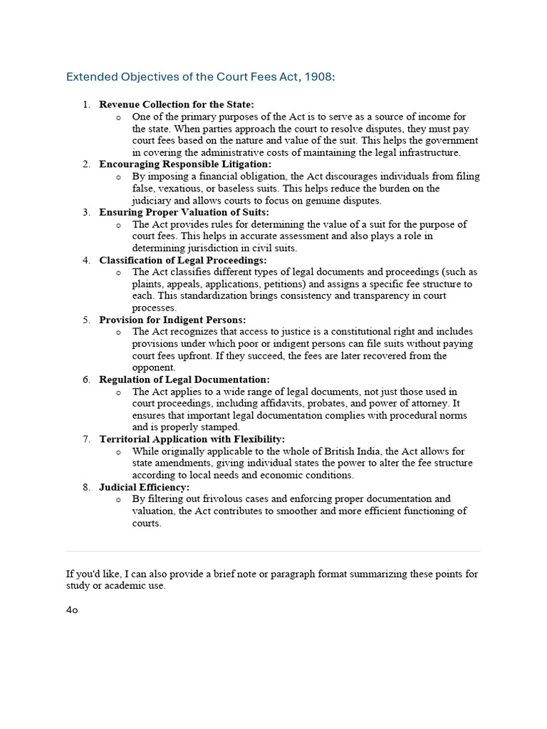 Overview of Court Fees Act, 1908 | PDF | Lawsuit | Vexatious Litigation