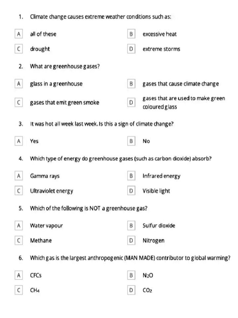 Climate Change Grade 7 Ws | PDF