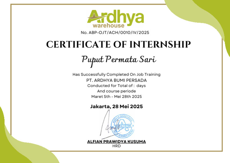 Sertifikat Puput | PDF