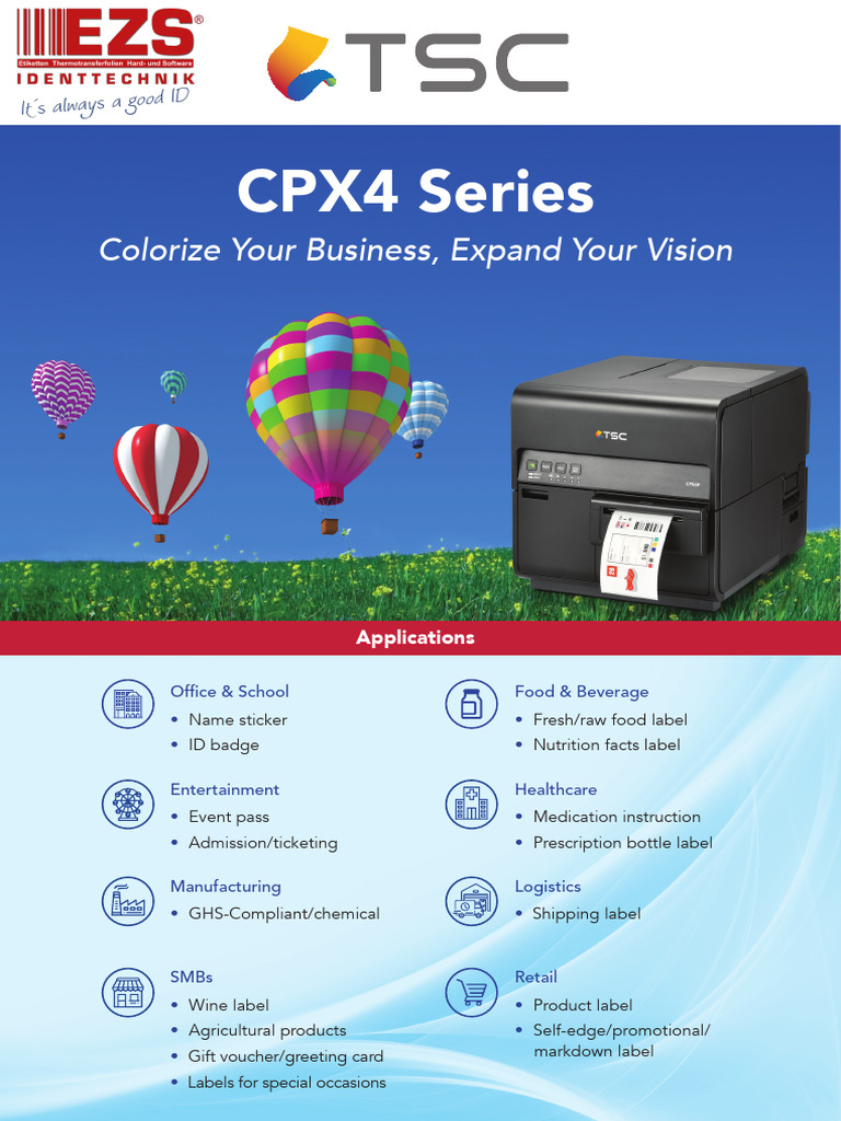 TSC Color Label Printer - CPX4 ENG Brochure A4 Single 060420 | PDF ...