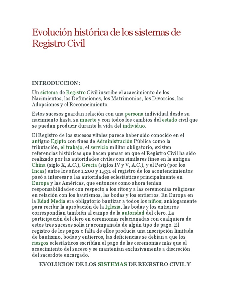 Historia del Registro Civil | PDF | Ciudadanía | Estado (política)