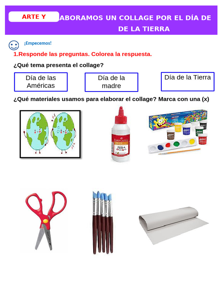 D5 A2 FICHA ARTE Elaboramos Un Collage Por El Día de La Tierra 1er Grado | PDF