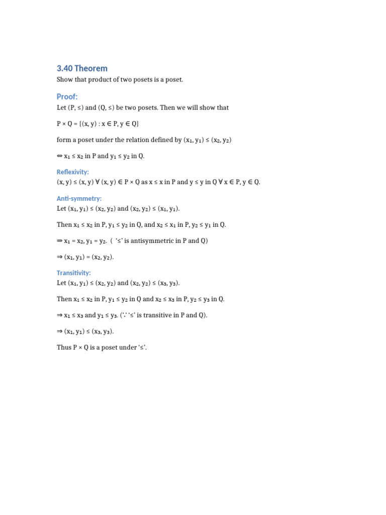 Product of Posets Theorem | PDF