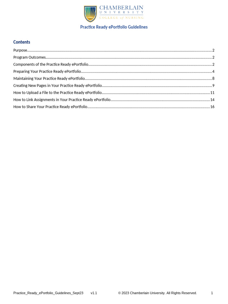 Practice Ready EPortfolio Guidelines Sept23 2 | PDF | Nursing | Health Care