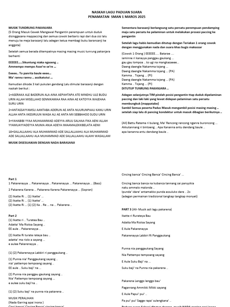 NASKAH LAGU PADUAN SUARA 2025 | PDF
