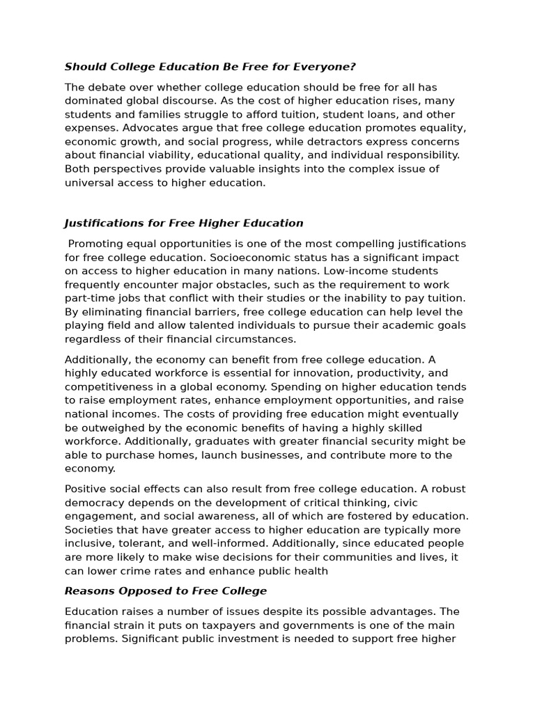 2. Should College Education Be Free for Everyone | PDF | Employment ...