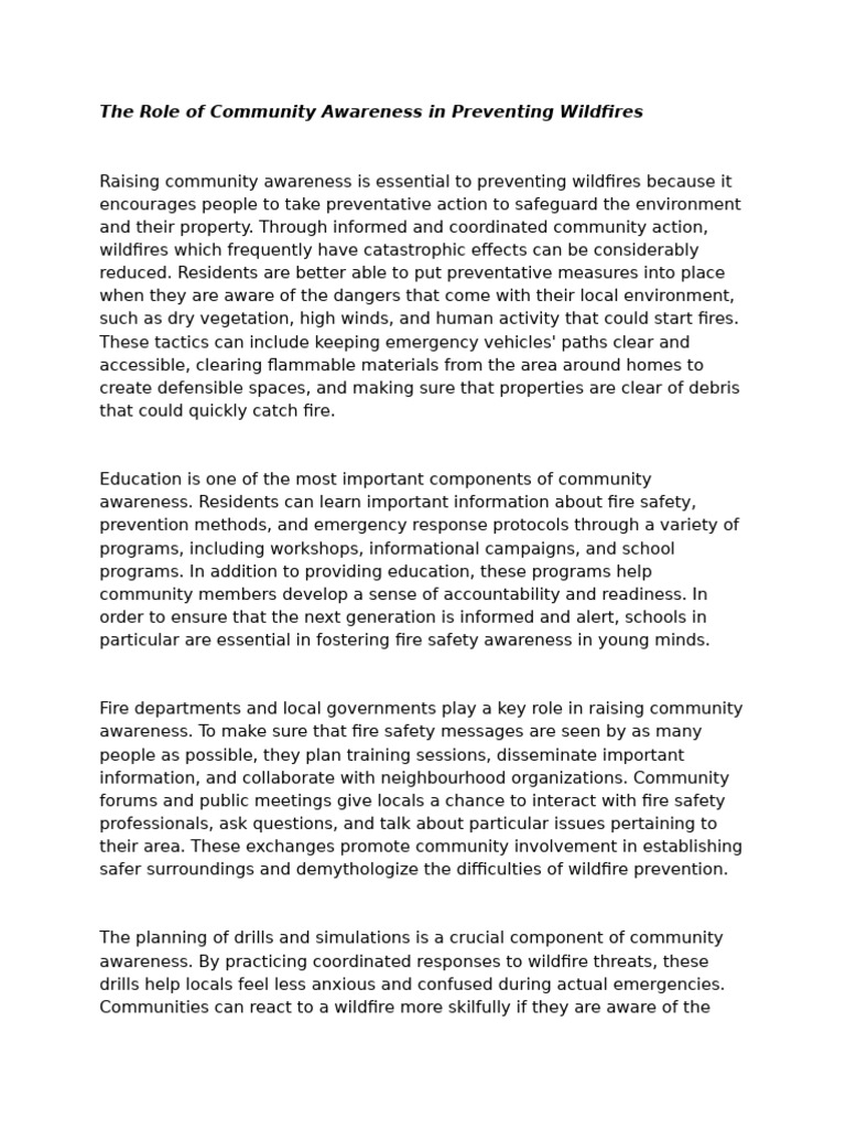The Role of Community Awareness in Preventing Wildfires | PDF ...