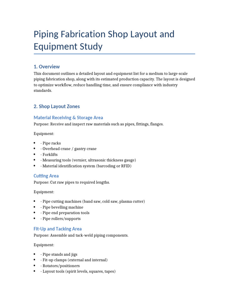 Piping Fabrication Shop Study | PDF | Pipe (Fluid Conveyance) | Welding