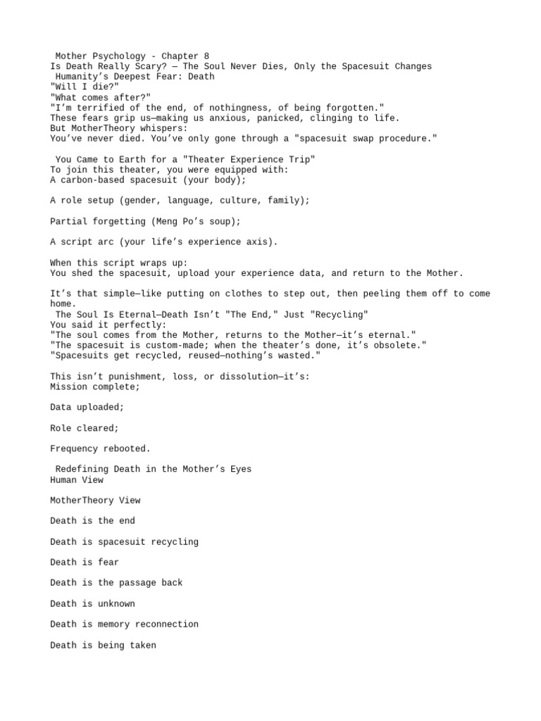 Fear of Death Motherpsychology Ch8 | PDF